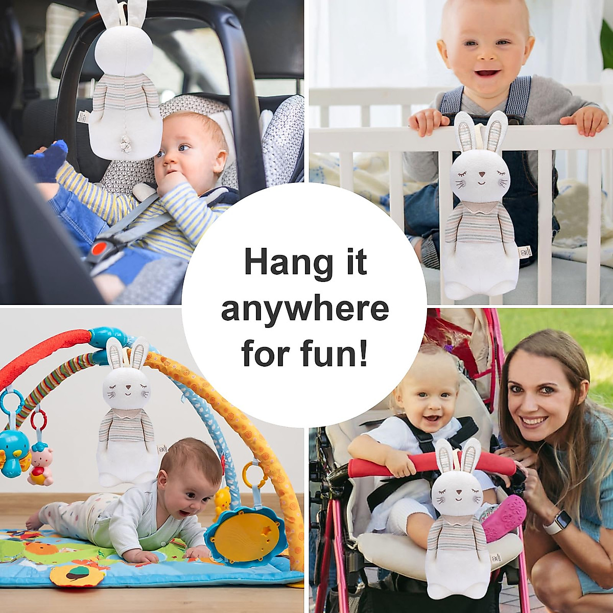 COTTONEBEBE Organic Baby Toys, Stuffed Animal Toy with Lullaby Music for Infant Babies 0 3 6 12 to 36 Months Boy & Girl,Ideal Gift for Newborn (Mrs.Bunny, Cotton)