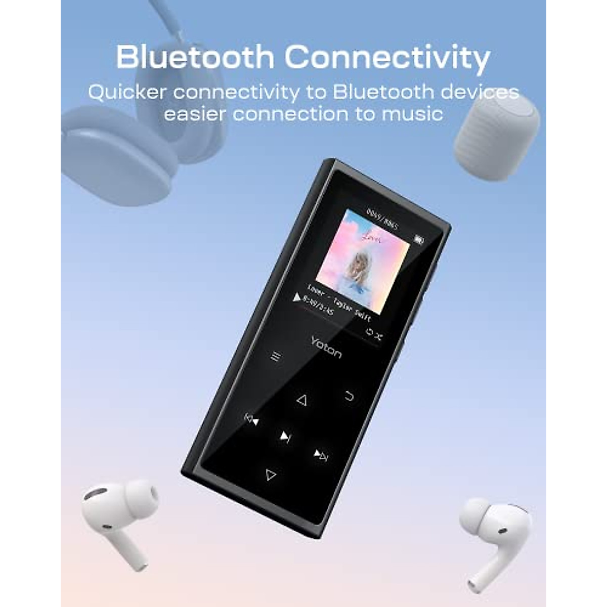 80GB MP3 Player with Bluetooth, YOTON Music Player with Speaker and 1.8'' Curved Screen, HiFi Sound, FM Radio, Voice Recorder, E-Book, Pedometer, Stopwatch, TF Card and Earphones Included