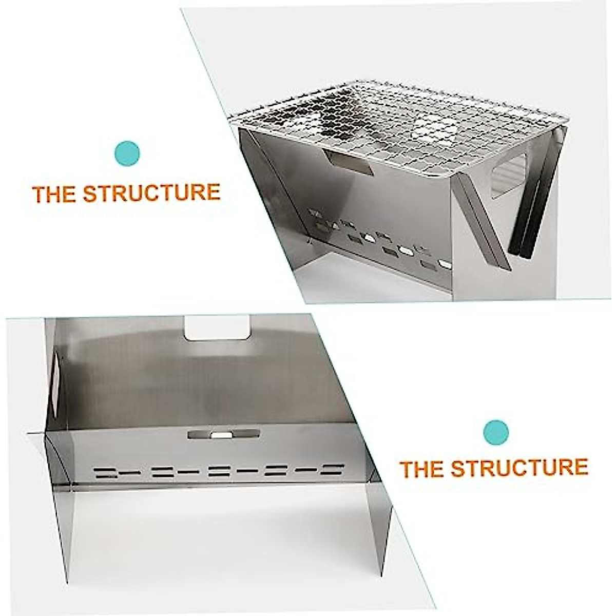 MARMERDO Folding Grill Outdoor Griddle Grill Small Charcoal Grill Mini Bbq Grill Portable Camping Stove Camping Grills Racks Portable Charcoal Grill Barbecue Grill Bbq Tool Silver