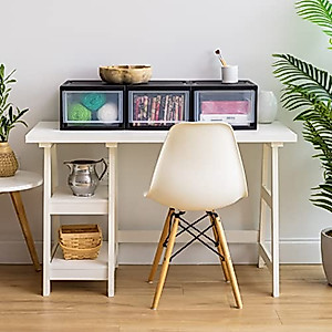 IRIS USA 14.5 Qt. Plastic Drawer Storage Organizer Stacking Drawers, 3-Pack, Stackable Unit with Sliding Drawer for Clothes Bedroom Kitchen Under Sink Pantry Craft Room Bathroom Dorm Office, Black