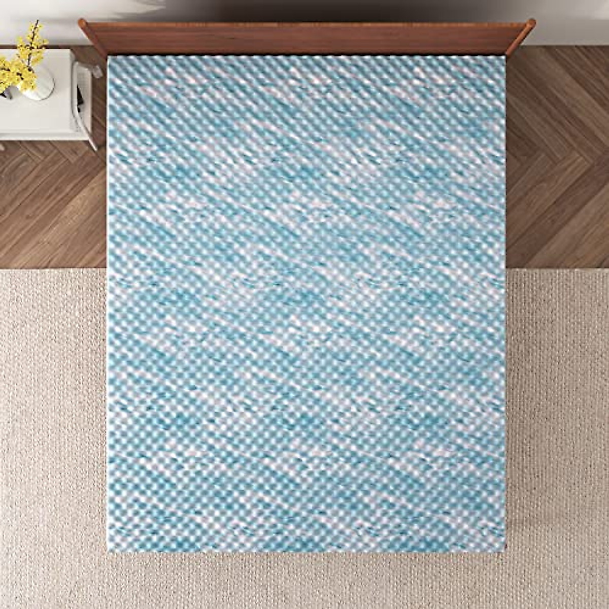 NapQueen 2 Inch Swirl Egg-Shell Cooling Gel Memory Foam Mattress Topper, CertiPUR-US Certified, Twin Blue