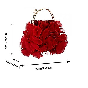 Purses and Handbags for Women Clutch Purse Party Clutch Shoulder Bags with Detachable Strap (Red)