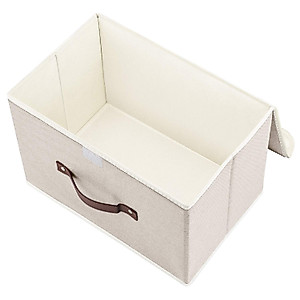 TYEERS Foldable Storage Boxes with Lids 5 Pack Fabric Storage Bins with Lids, Closet Organizers for Clothes Storage, Room Organization, Office Storage, Toys - Beige