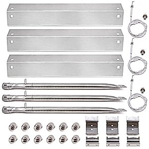 Adviace Grill Parts Kit Compatible with Char Griller 5050 5650 3001 5072 3072 3008 5252 3030 300 Replacement Parts, Heat Plates, Burner Pipes, Igniters, Burner Tube/Flare Up Shield Support Kit
