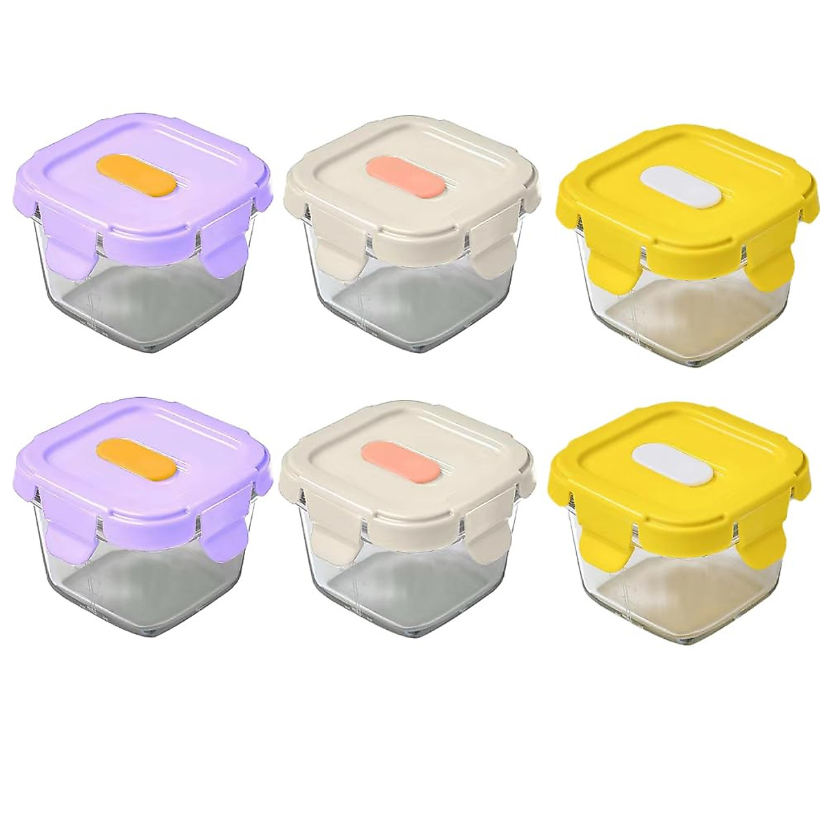 S.ROKE TTAN 6 Pack Glass Food Containers with Lids, 5 oz Food Jars Small Food Storage Containers for Snacks, Dips, and Meal Prep, Airtight, Leakproof Microwave & Dishwasher Safe