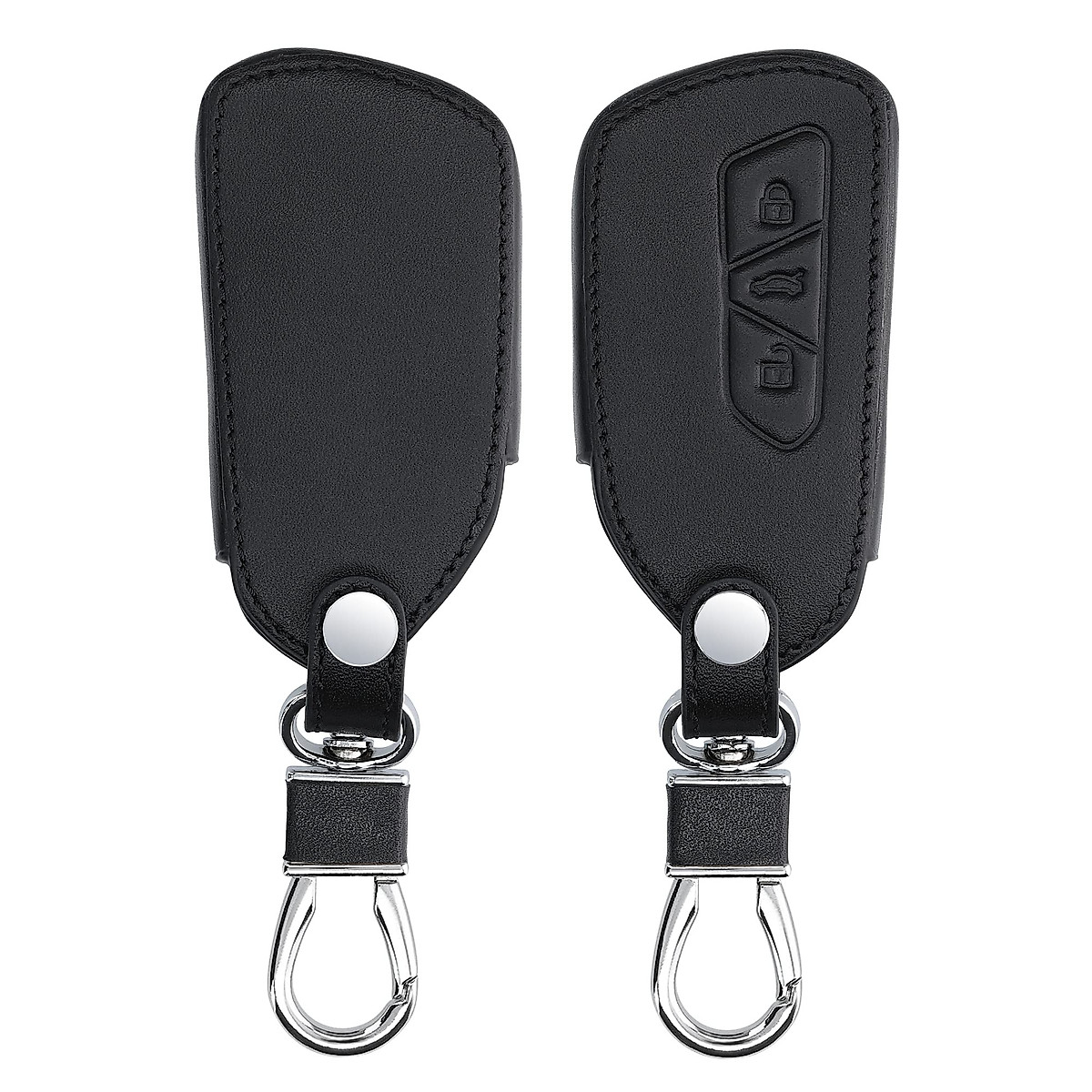 kwmobile Key Cover Compatible with VW Golf 8 3 Button Car Key - Faux Leather Car Key Fob Protector - Black