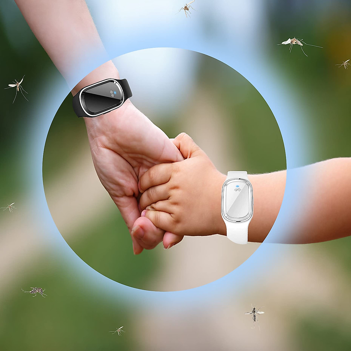 Wskvlcg Ultrasonic Mosquito Repellent Bracelet Watch, USB Rechargeable Anti Mosquito Repeller Wristband Suitable for Adults and Kids - Mosquito Insect Repellent Band (2 Pack, White) (M1)