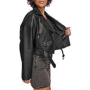 Levi's Women's Faux Leather Cropped Moto Jacket, Black