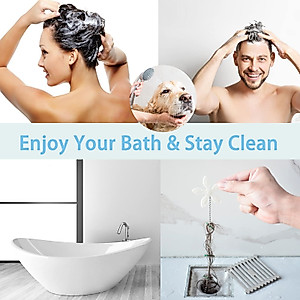 15 Pack Flower Shape Shower Drain Sink Remover Hair Filter Chain Hook - Catcher Strainer Hair Snare for Bathroom, Kitchen, Bathtub