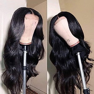 Oriole 4x4 Body Wave HD Transparent Lace Front Wigs Human Hair Glueless Wigs for Black Women Pre Plucked 150% Density Brazilian Virgin Lace Closure Wigs with Baby Hair Natural Color (16 Inch)