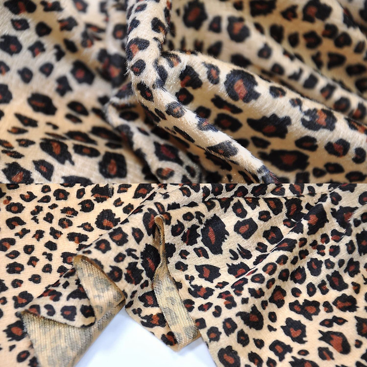 Yutone 59" Wide Leopard Print Velboa Short Fur Pile Upholstery Drapery Clothing Polyester Fabric by The Yard (Leopard one Yard)