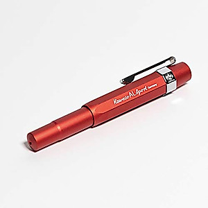 Kaweco AL Sport Fountain Pen Deep Red, Fine Nib with Kaweco Sport Octagonal Clip Chrome
