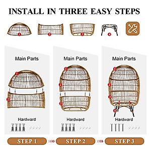 FINCATI Outdoor Indoor Egg Chair, 440lb PE Rattan Wicker Oversized Lounger Egg Basket Chair with Cushion, Patio Stationary Egg Chair for Bedroom Backyard Living Room Beige