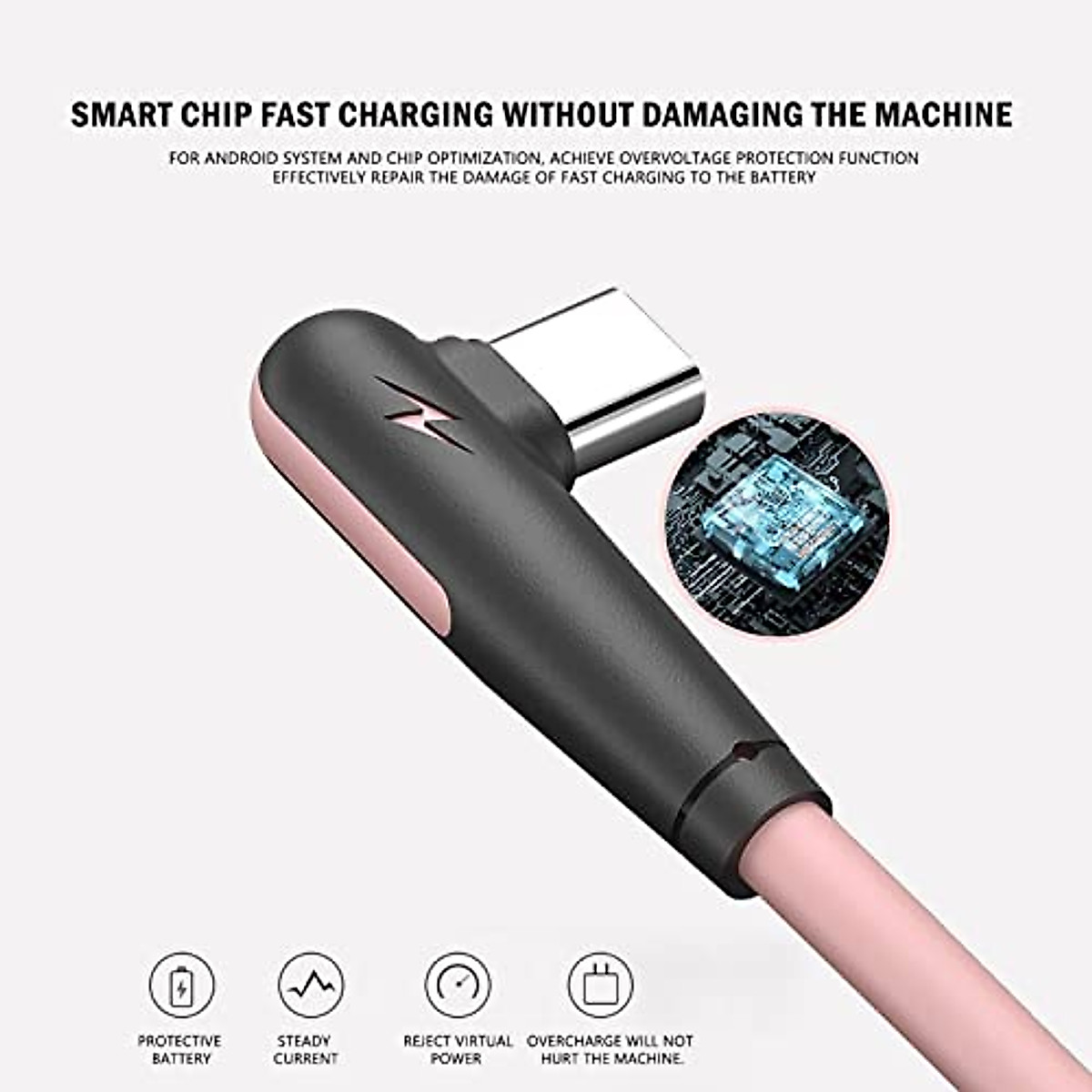 BGNTBUK Phones Chargers Android USB C Cable Right Angle 90° Elbow USB A to C Liquid Silicone Fast Charging Cable Usb3 A to B