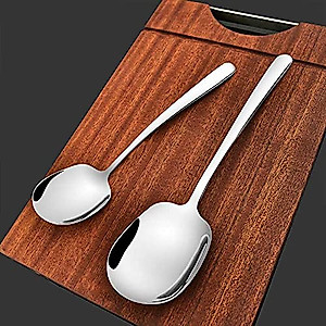 Cooking Spoons 304 Stainless Steel Public Spoon Long Handle Distributing Spoon Hotel Restaurant Public Spoon Distributing Spoon Canteen Distributing Spoon 1pcs Table Spoons (Size : Small)