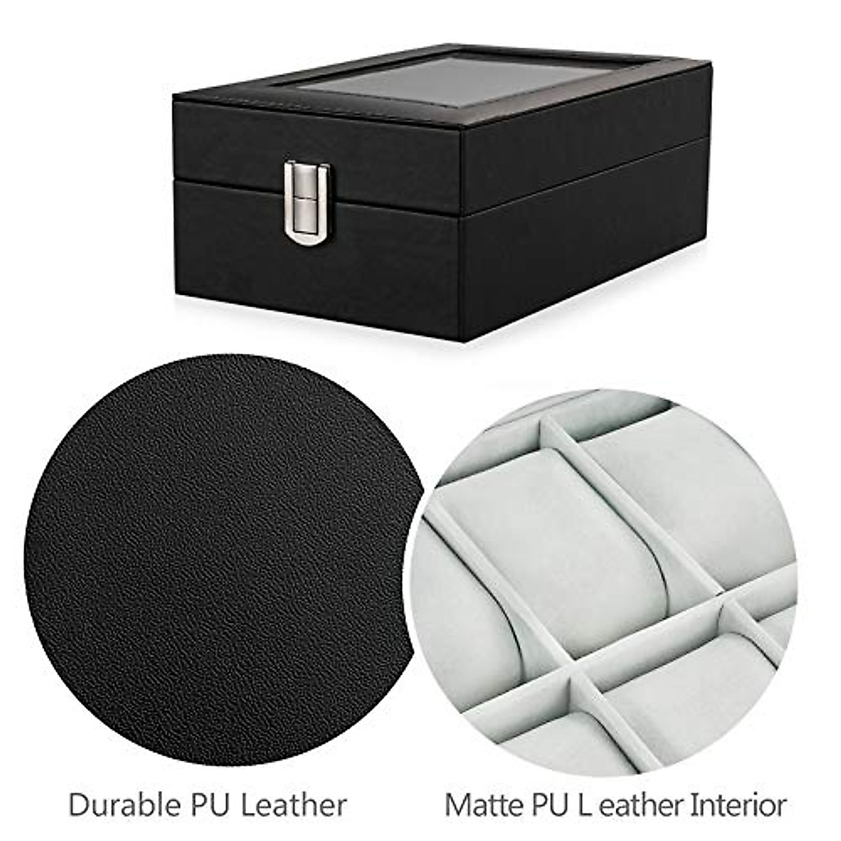 Oyydecor Watch Box 6 Slots PU Leather Case Organizer Wooden Storage Organizer for Storage and Display Men's & Women's Gift Business