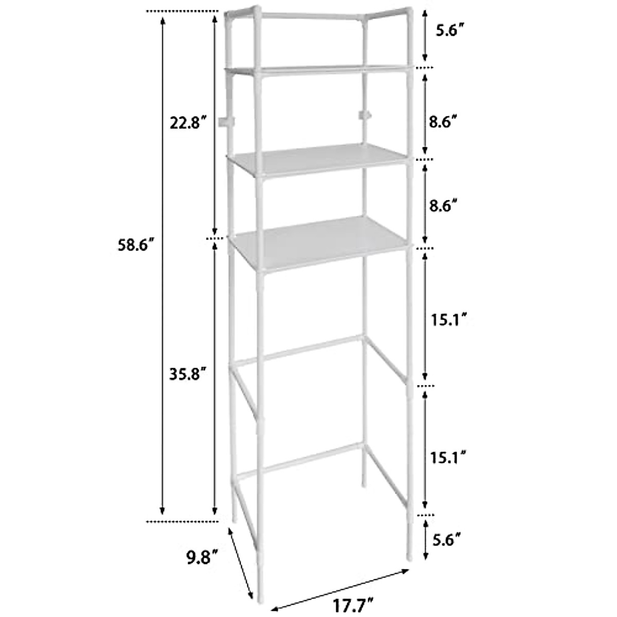 SEMOFO Over The Toilet Storage Organizer,3-Tier Bathroom Storage Shelves Rack with Metal Frame Above Toilet Bathroom Storage Rack Shelf Free Standing Bathroom Organizer