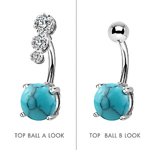 CM Crareesi Mania Turquoise Stone 14g Fashion Piercing Belly Button Rings Navel Piercing Rings Belly Button Jewelry