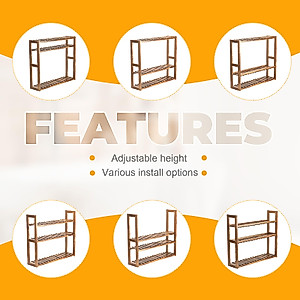 MEHL CLUB 3 Tier Wood Shelf, with Adjustable Layer, Multifunctional Standing Shelf Units for Bathroom, Living Room, Kitchen, Size 23.6x21.2x5.9in, Walnut Color