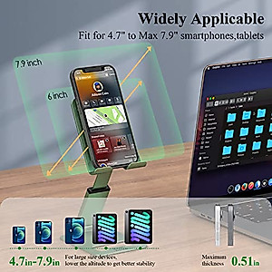 Minthouz Extendable Cell Phone Stand, Aluminium Phone Holder for Desk, Multi-Angle/Height Adjustable Phone Stand Compatible with iPhone 14 13 Pro Max Mini 12 11 and More 4.7"-7.9" Smart Phones - Green