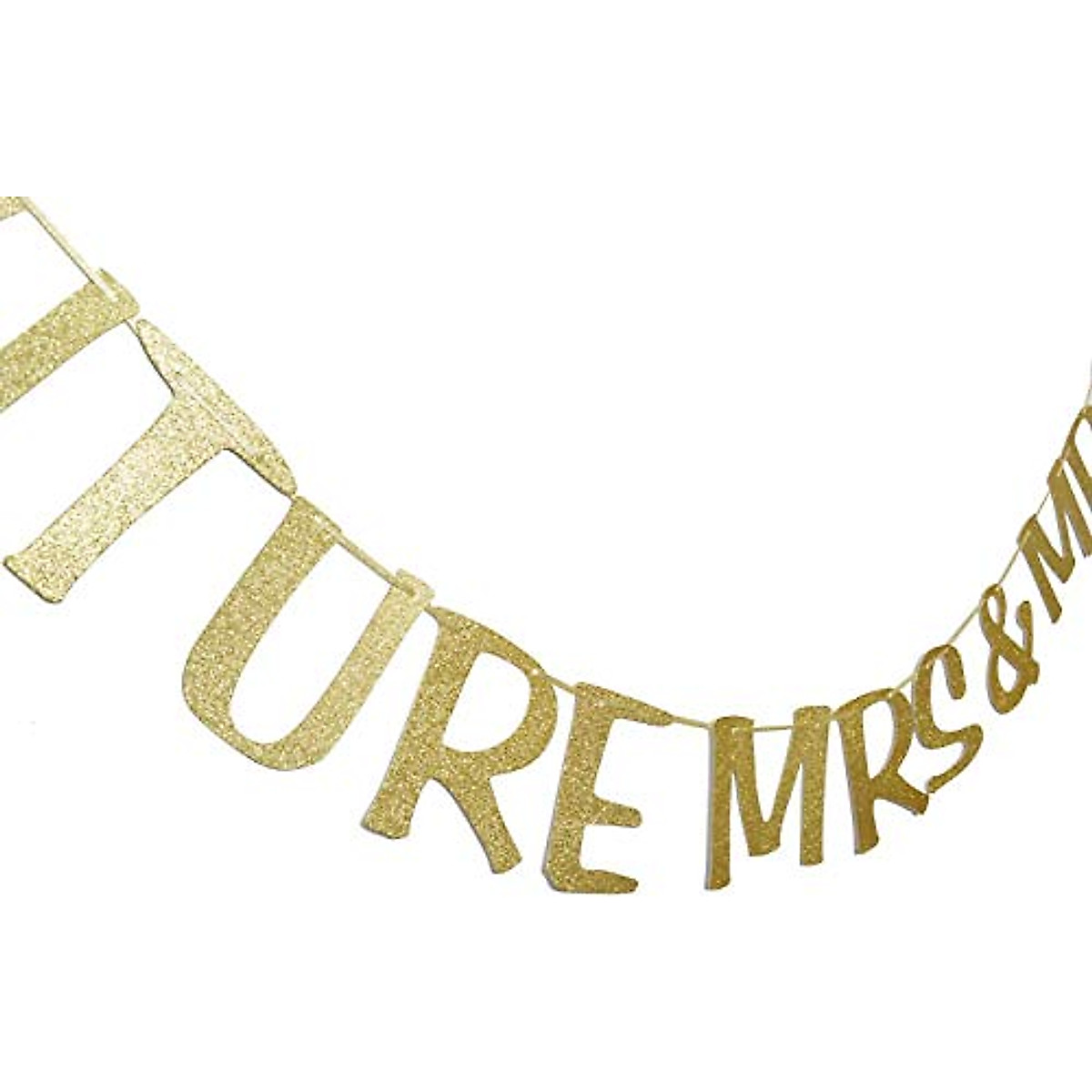 Future Mrs & Mrs Banner Gold Glitter Photo Booth Props for Lesbian Bridal Shower Engagement Wedding Bachelorette Party Decor