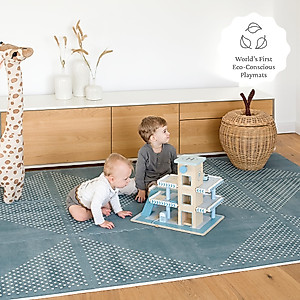 Toddlekind Playmat - Premium Foam Playmat, 4 x 6 feet, 6 Tile Extra Thick Foam Floor Puzzle Mat for Babies/Toddlers Stylish, Non-Toxic, Odorless. Perfect for Tummy Time, Crawling, and Play. Ideal for Nursery and Playroom. 0m+ (Green/Blue)