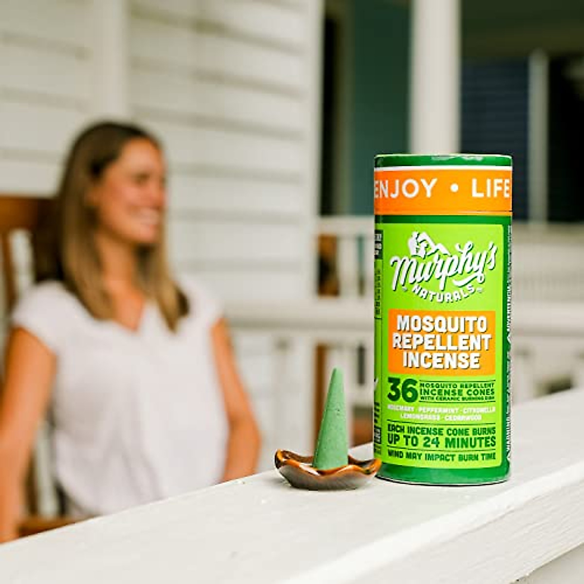 Murphy’s Naturals Mosquito Repellent Incense Cones | DEET Free with Plant Based Essential Oils | 24 Minute Burn Time per Cone | Includes Ceramic Burning Dish | 36 Cones |