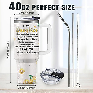 HYMONA Daughter Gifts from Mom Dad, 40oz Daughter Cup Tumbler with Handle, You Are My Sunshine Daughter Insulated Stainless Steel Travel Mug, Birthday Christmas Gifts for Daughter Coffee Travel Mug