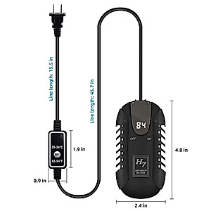 Hoosel Small Submersible Aquarium Heater, 50W Betta Fish Tank Heater with Electronic Thermostat Adjustable LED Digital Temperature Display