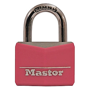 Master Lock 146D Covered Aluminum Keyed Padlock, 1-9/16 inches, Pink