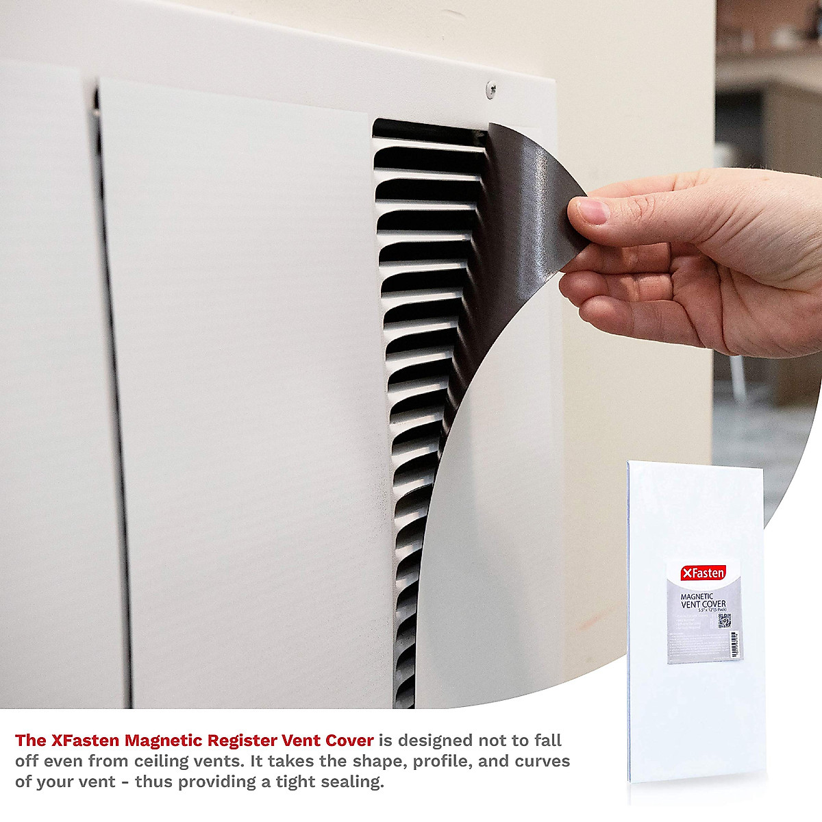 XFasten Magnetic Register Vent Cover for Ceiling, Sidewall and Floor Vents - 5.5-inch x 12-inch (5-Pack) – Strong RV Air Vent Magnetic Cover for RV and Home Air-conditioning HVAC System