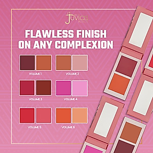 Juvia's Place Blushed Duo Blush Volume6 - Radiant Shimmer Makeup Two Tone Pigmented Buildable Pressed Mineral Powder - Rosy Natural Cheeks Face Glow Highlight Matte Fresh Finish for All Skin Color