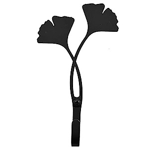 American Made Themed Single Wall Hook, Black Powder-Coated Steel (Ginkgo Leaf)