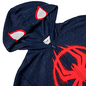 Spider-Man Miles Morales Men's Hooded Union Suit with Leg Hem-Medium Black