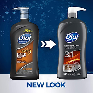 Dial Men 3in1 Body, Hair and Face Wash, Ultimate Clean, 32 Fl Oz