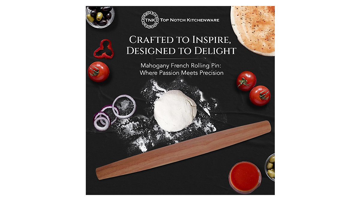 Mahogany French Rolling Pin - Premium Non-Stick Tool