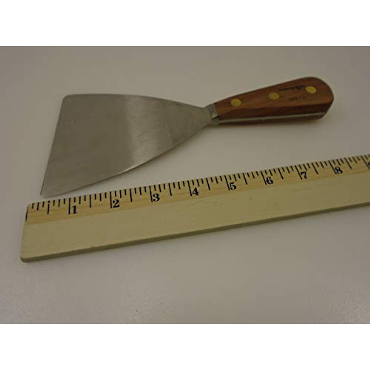 Dexter Russell USA 4in Hi Carbon Scraper Forged Angled Stiff Blade Full Tang Triple brass rivets Bolster 25RC4 Wood Handle Factory Second