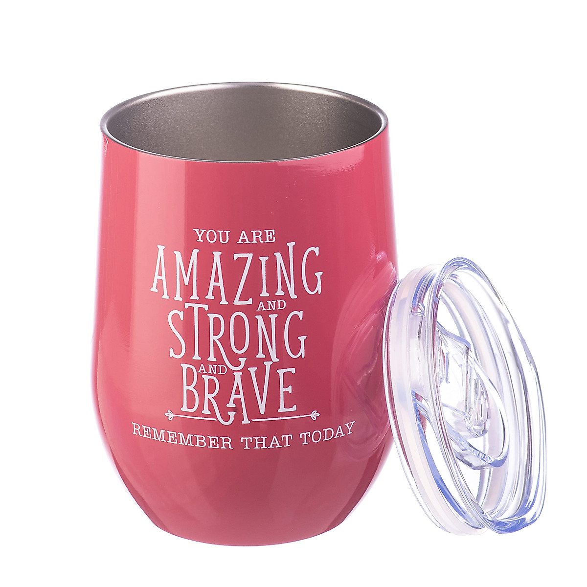 DIVERSEBEE Inspirational Thank You Gifts for Women, Mom, Sister, Wife, Coworker, Nurses, Best Friend, Encouragement Birthday Wine Gifts - Insulated Wine Tumbler Cup with Lid (Ruby)