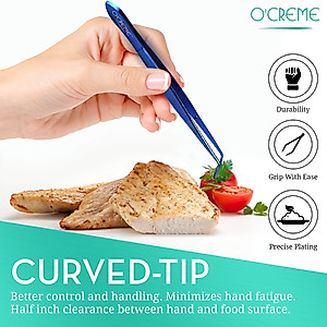 O'Creme Curved Tweezers 6.25 Inch Fine-Point Stainless Steel, Blue