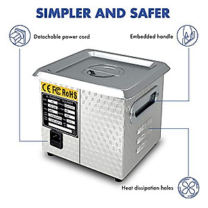 Ultrasonic Cleaner 200W Heated Parts Cleaner 2L (1.5L liquid capacity) for Small Carburetors Injectors Guns Bullets Brass and Jewelry Professional Stainless Steel Ultrasonic Bath 2023 Upgrade
