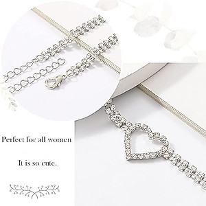 Zoestar Rhinestone Choker Necklace Gorgeous Crystal Necklaces Heart Neck Chain Jewelry for Women
