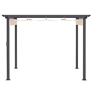 Outsunny 10' x 10' Retractable Pergola Canopy, Patio Gazebo, Sun Shelter with Aluminum Frame for Outdoors, Cream White