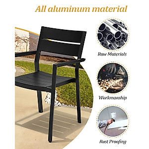 JOINHOM 9 Piece Patio Dining Table & Chair Set - Outdoor All Aluminum Patio Furniture Sets with Waterproof, Rust-Proof, Patio Rectangle Table with Umbrella Hole for Deck, Garden, Backyard, All Weather
