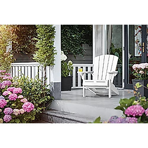 Keter 2 Pack Alpine Adirondack Resin Outdoor Furniture Patio Chairs with Cup Holder-Perfect for Beach, Pool, and Fire Pit Seating, White