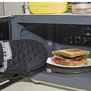 Oven Mitts, 2pcs Kitchen Mitts for Oven, Oven Mitts Heat Resistant with Silicone Non-Slip Grip and Hanging Loop, Oven Gloves to Protect Hands for Cooking, Baking and Grilling(Black)