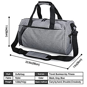 40L Sports Gym Bag, Travel Duffel Bag, Multifunctional Fitness Bag with Wet Pocket & Shoes Compartment for Women & Men (A1.gray, 40L)