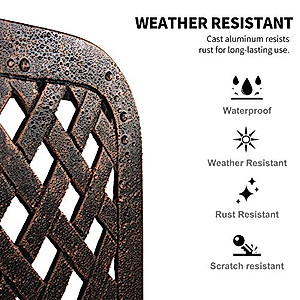 OMEFUN Patio End Table, Outdoor Side Table Cast Aluminum Metal Furniture - Bronze