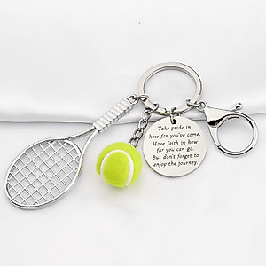 BNQL Tennis Keychain Gifts for Tennis Players Tennis Team Gifts for Tennis Lover Tennis Balls Keychain (silver)
