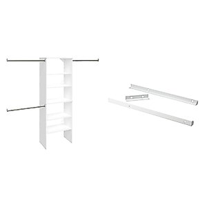 ClosetMaid SuiteSymphony Wood Closet Organizer with Expandable Rods and Shelves + Top Shelf Support Kit - Fits Closets 5-10 ft Wide