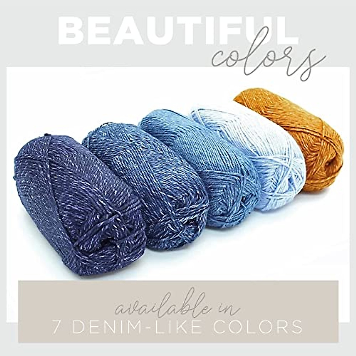 Lion Brand Yarn Jeans Yarn, Soft Yarn for Knitting and Crocheting, Yarn for Crafts, 1-Pack